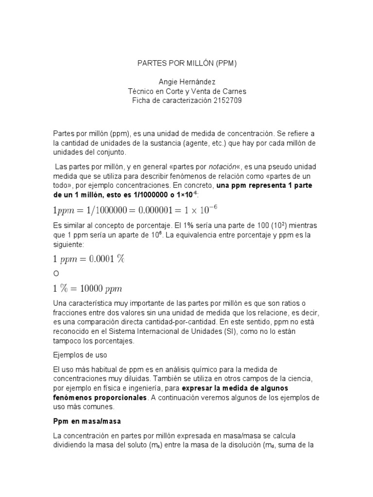 Partes Por Millon (PPM) | PDF | Partes por notación | Concentración