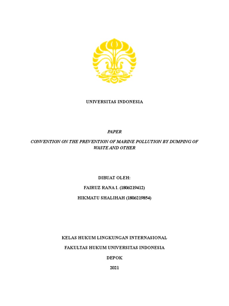 (DRAFT) Paper London Convention 1972 | PDF | Sains & Matematika
