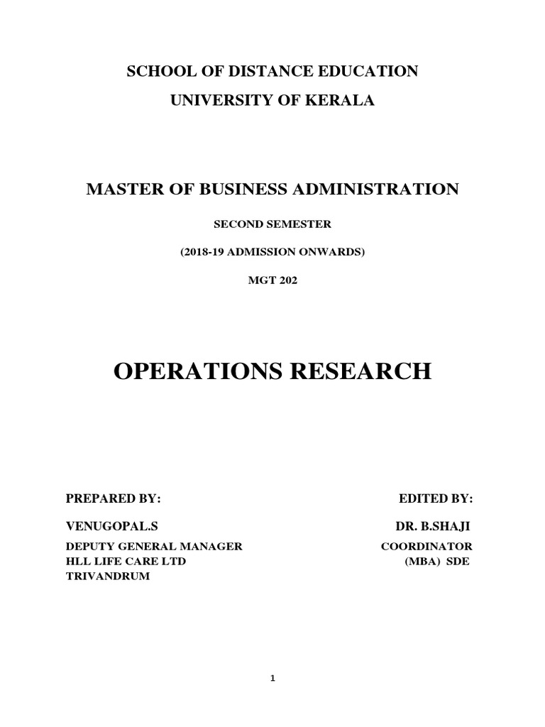 OR Notes MBA 2021 Study Materials | PDF | Mathematical Optimization ...