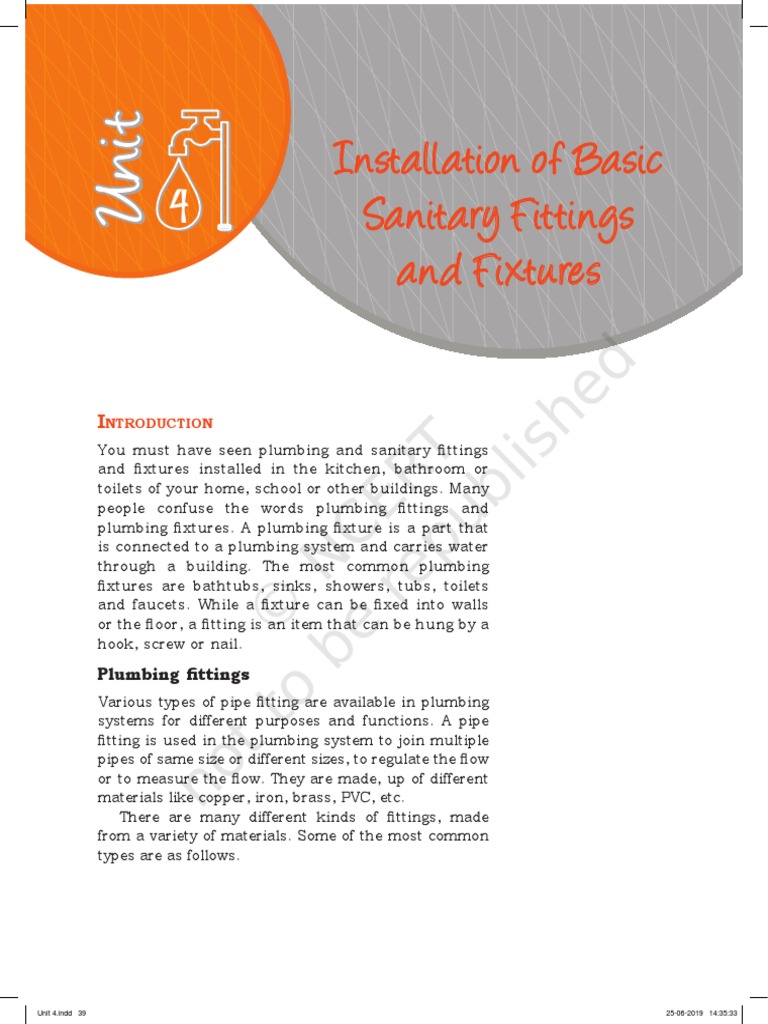 Installation of Basic Sanitary Fittings and Fixtures | PDF | Sink ...
