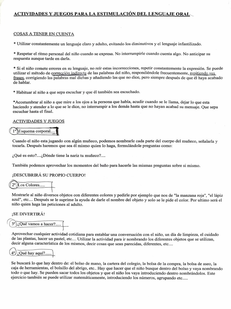 Actividades Estimulación Del Lenguaje | PDF