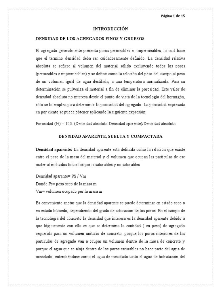 Densidad Suelta y Compactada de Los Agregados Practica 3 | PDF ...