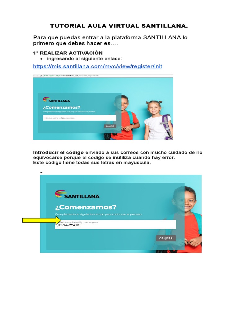 Tutorial Aula Virtual Santillana | PDF