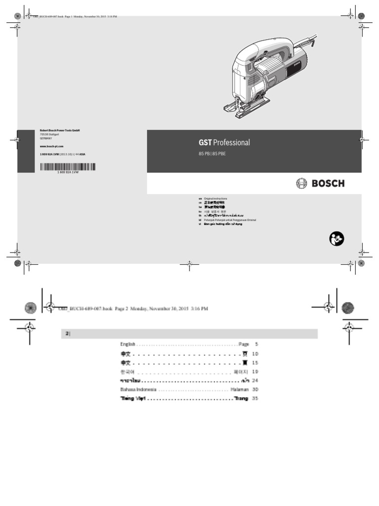 Bosch GST 85 Pbe | PDF | Ac Power Plugs And Sockets | Blade