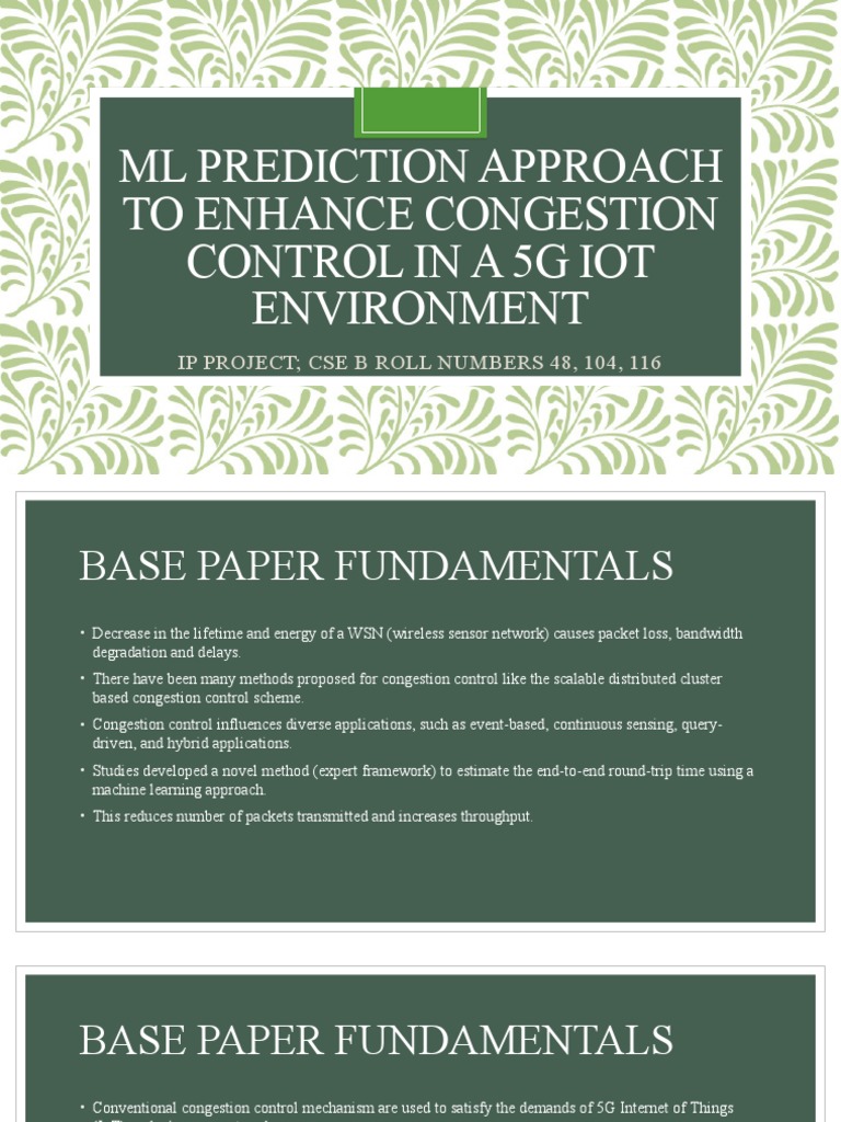 Machine Learning Prediction Approach To Enhance Congestion Control in 5G IoT Environment | PDF ...