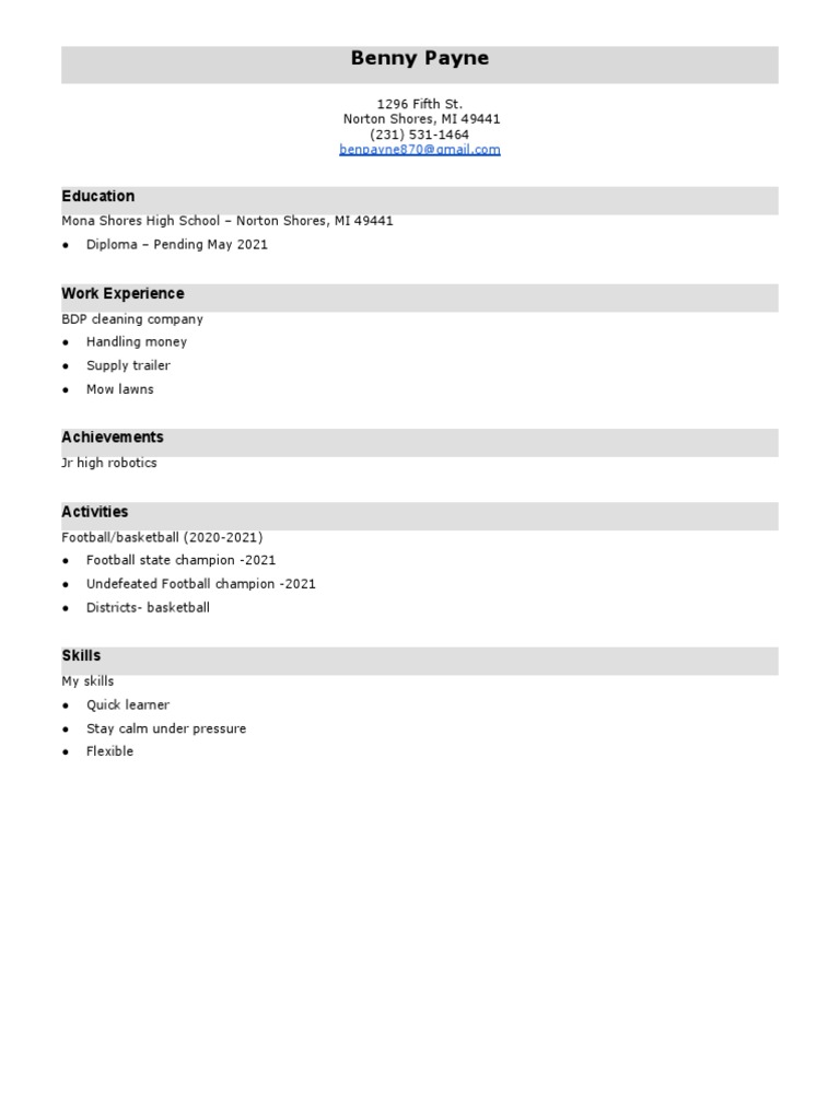 Benjamin Payne Resume | PDF