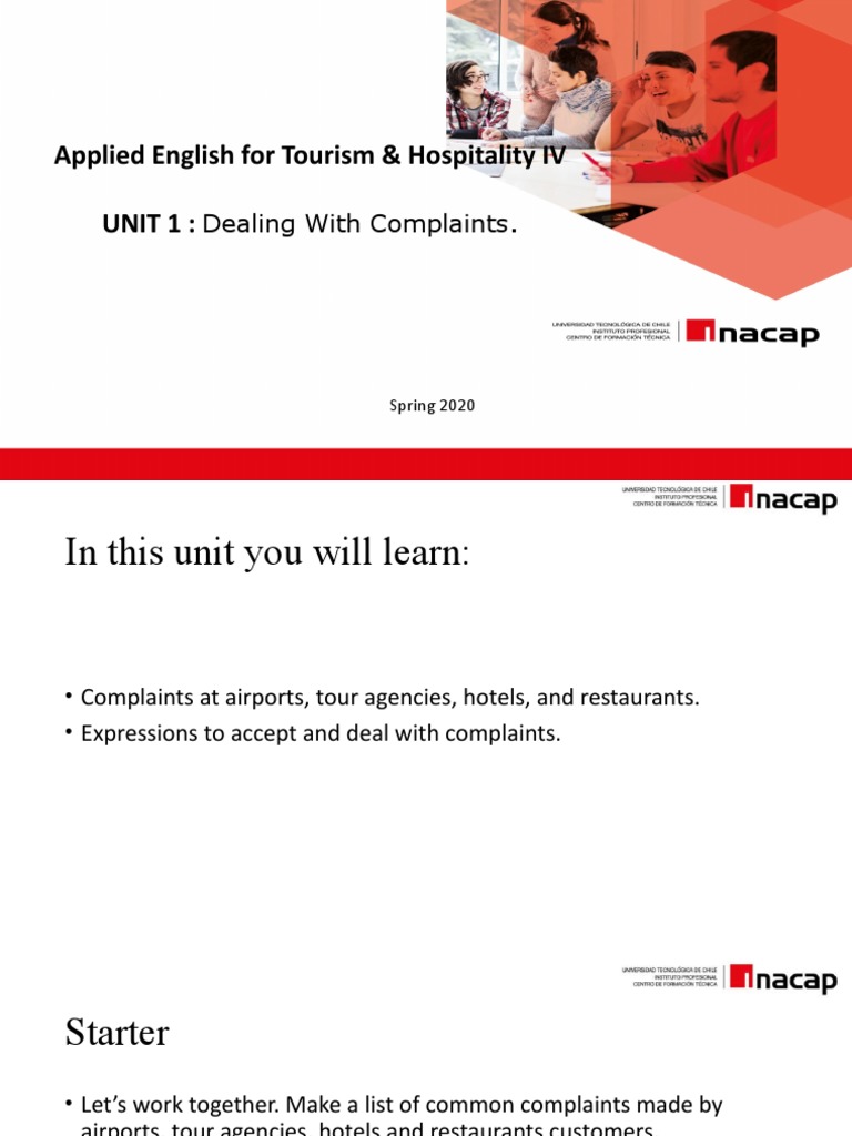 Applied English For Tourism & Hospitality IV Unit 1-A | PDF | Tourism ...
