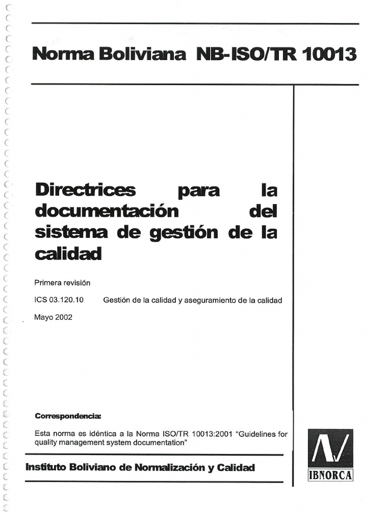 Nb Iso Tr 10013 2002 Directrices Para La Docum Del Sgc Pdf