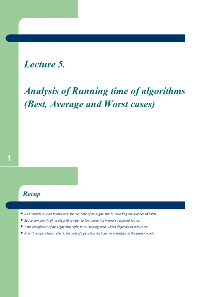 Analysis of Running Time of Algorithms (Best, Average and Worst Cases ...