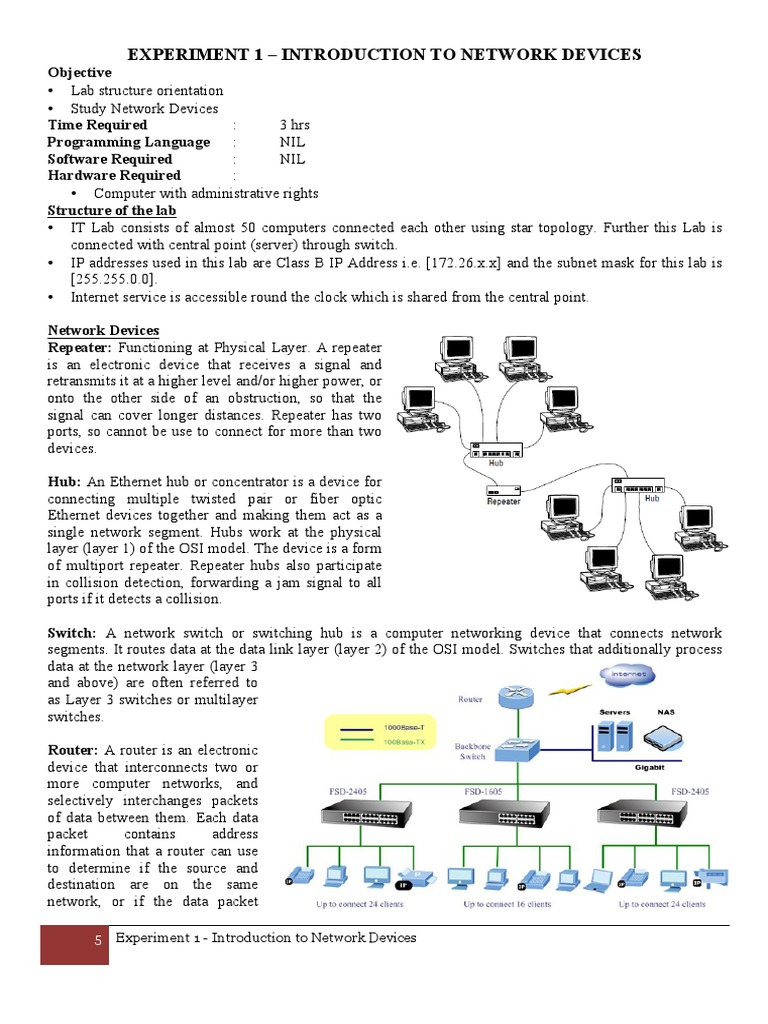 Experiment 1 - Introduction To Network Devices | PDF | Network Switch ...