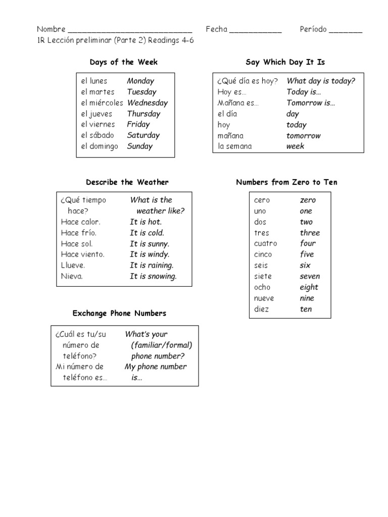 1R Intro Unit Vocabulary List Part 2 | PDF