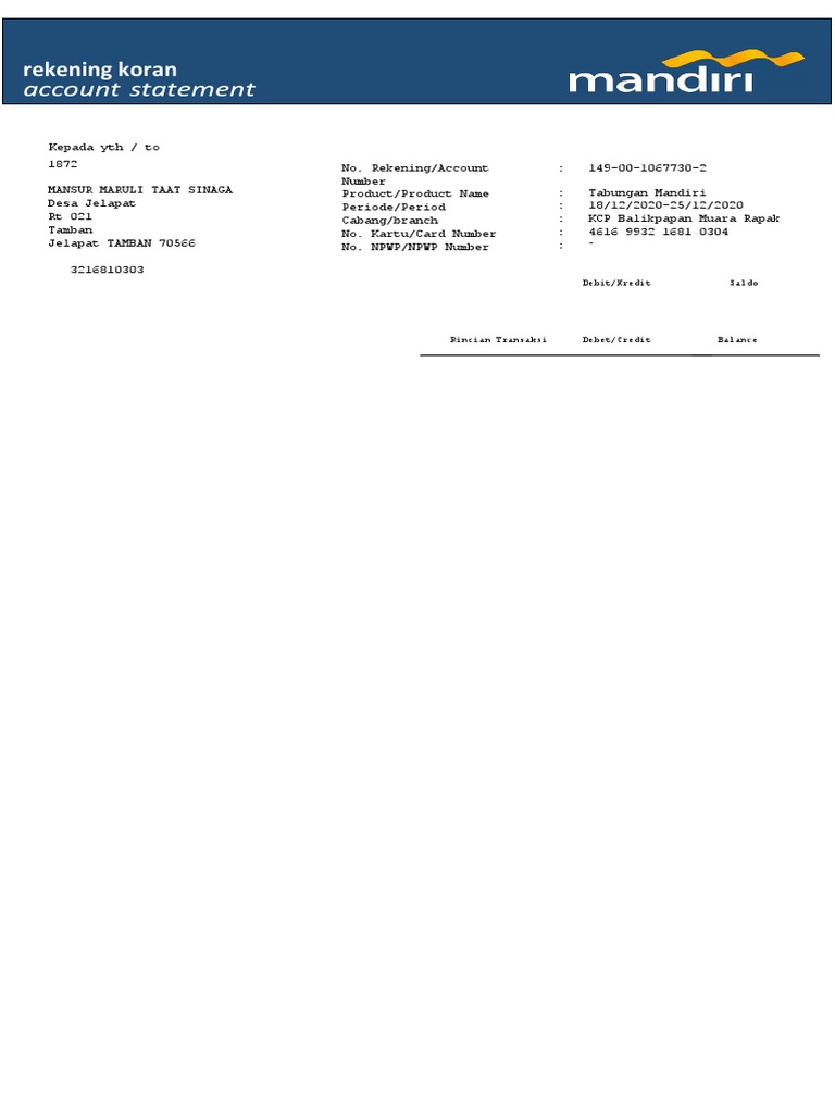 Rek Koran Mandiri | PDF