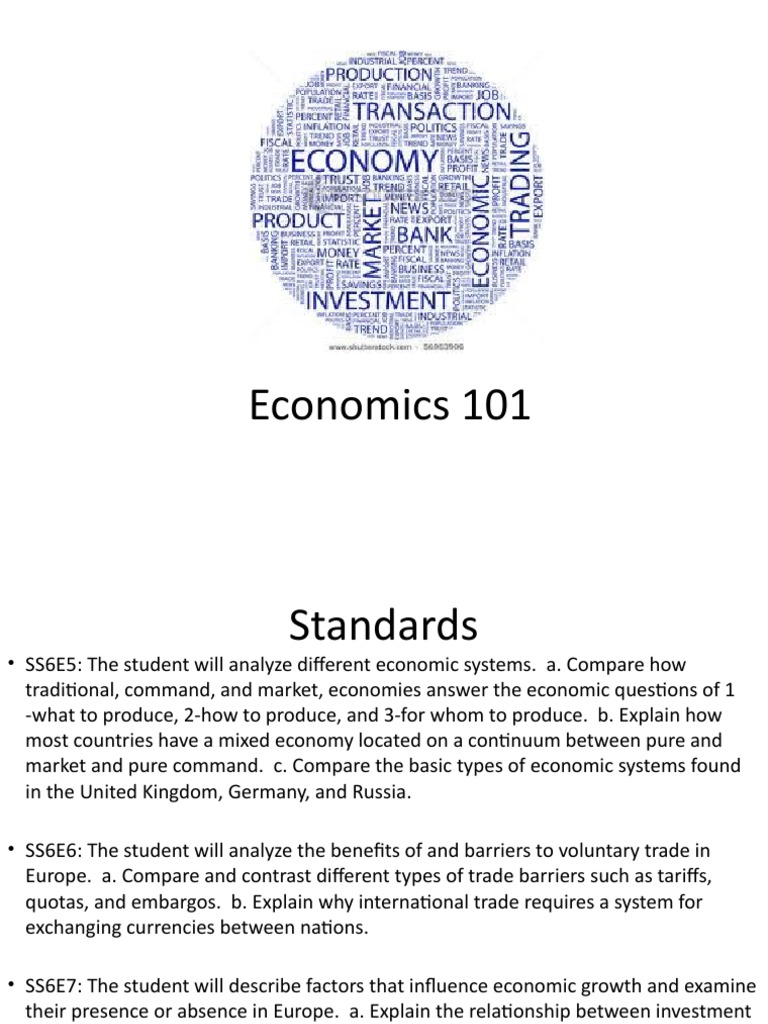 Economics 101 6th Grade | PDF | Gross Domestic Product | Trade