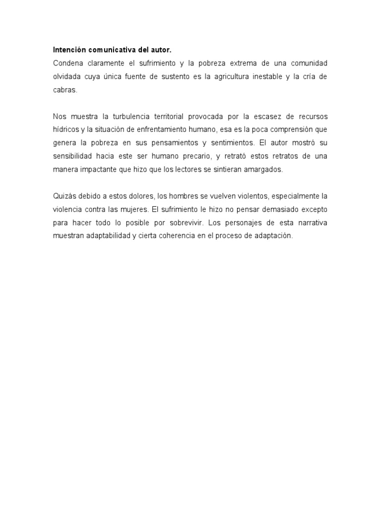 Intención Comunicativa Del Autor - Mujer Juan Bosch | PDF