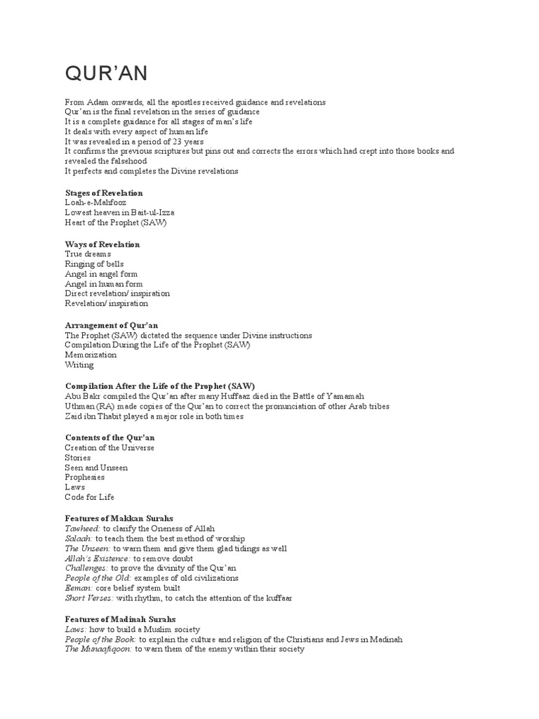 Qur'An: Stages of Revelation | PDF | Quran | Islam