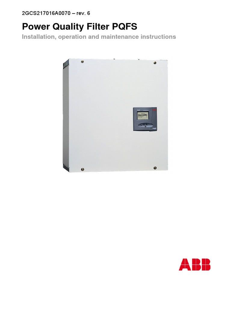 Power Quality Filter PQFS: Installation, Operation and Maintenance ...