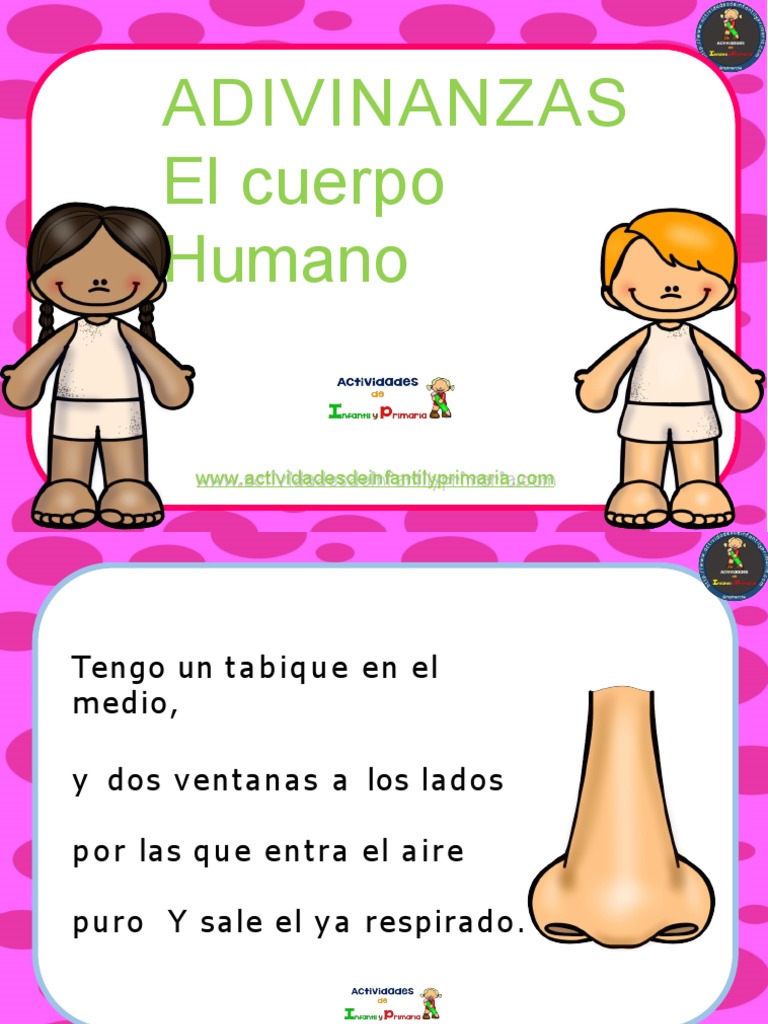 Tarjetas Adivinanzas El Cuerpo Humano Pdf