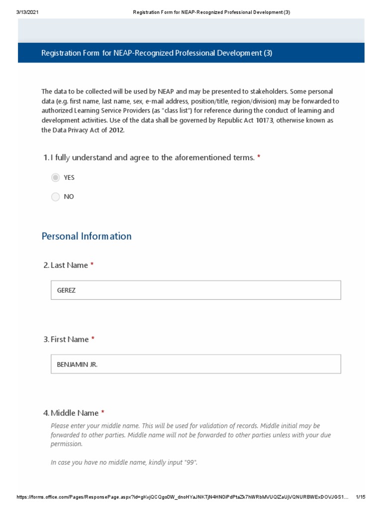 Registration Form For NEAP-Recognized Professional Development | PDF | Business