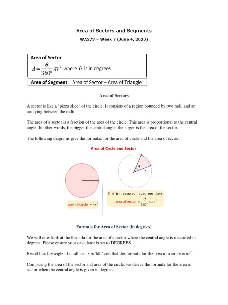 Area of Sectors and Segments - Form 4 | PDF