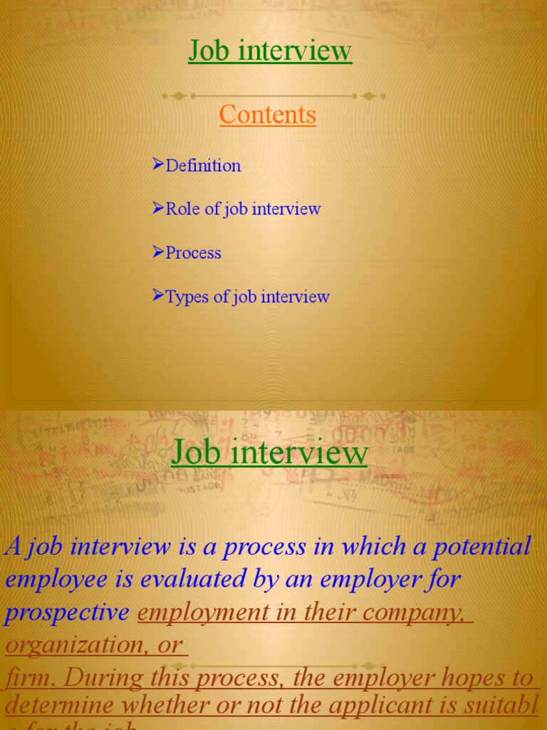Job Interview: Definition Role of Job Interview Process Types of Job ...