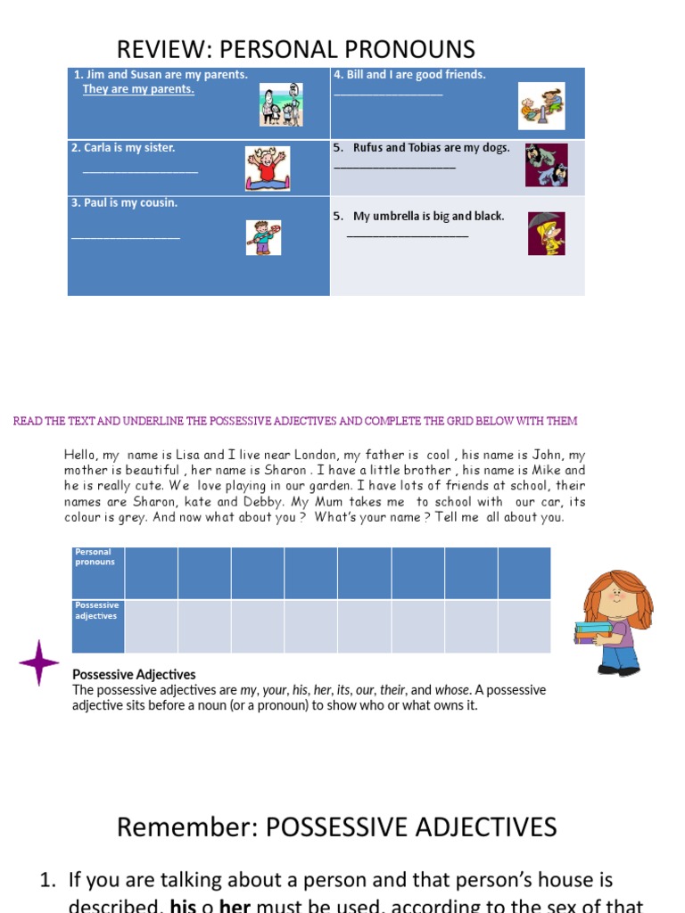 Personal Pronouns and Possessive Adjectives Guide | PDF | Adjective ...