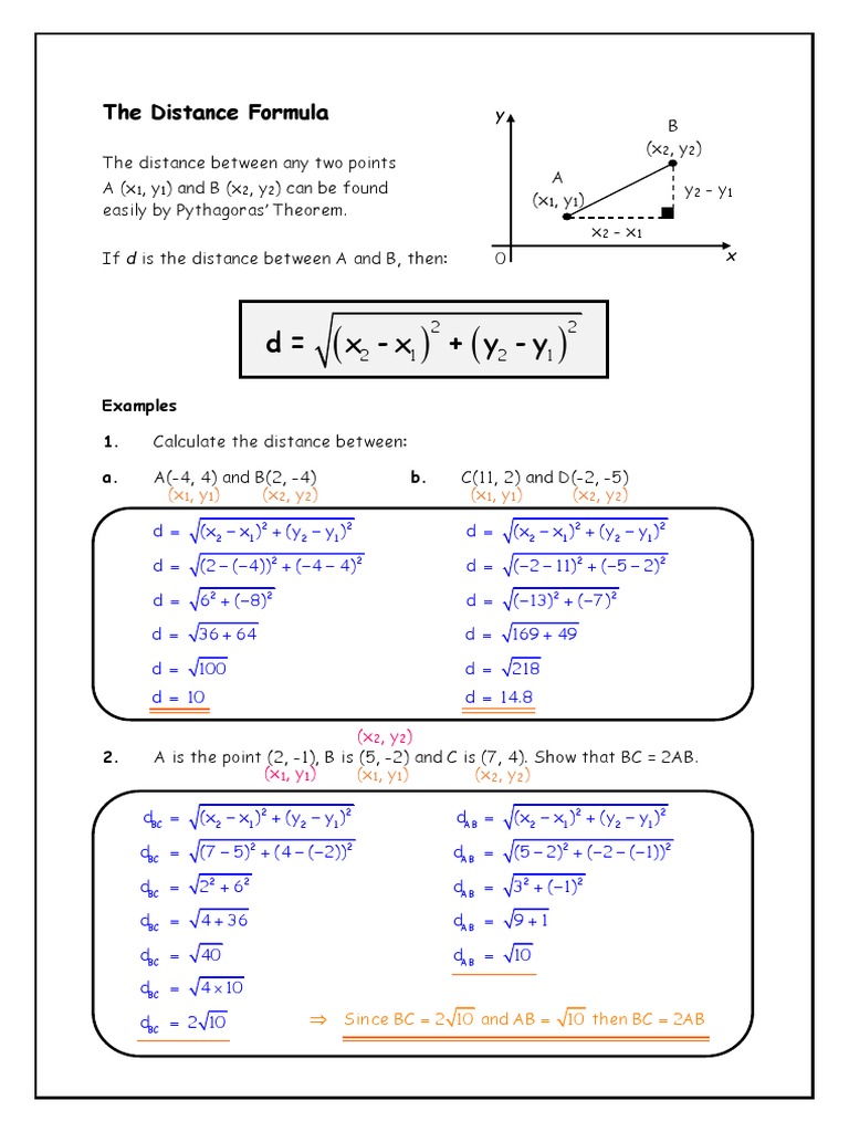 Distance Formula Notes | PDF