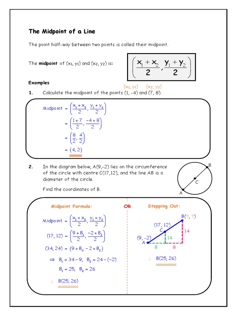 Midpoint of A Line Notes | PDF