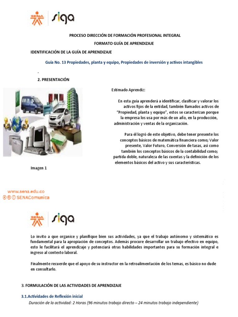 EVIDENCIA N0 1 Propiedad Planta y Equipo, Propiedades de Inversión ...