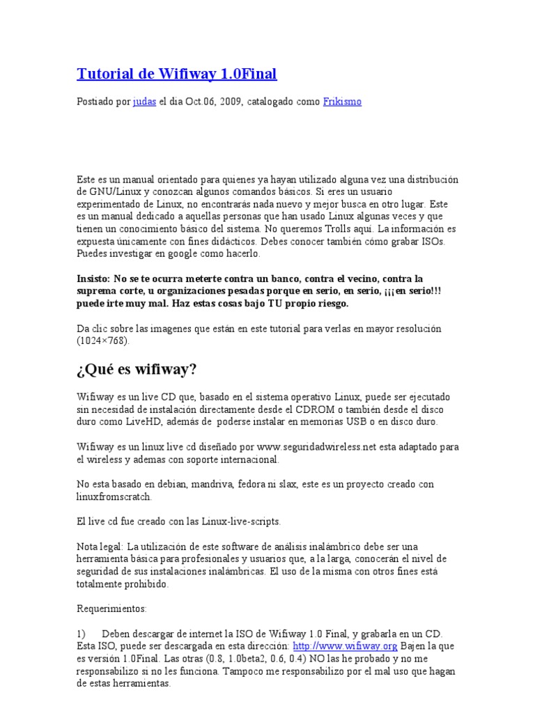 Tutorial de Wifiway 1.0 | PDF | Distribución de Linux | Ventana ...