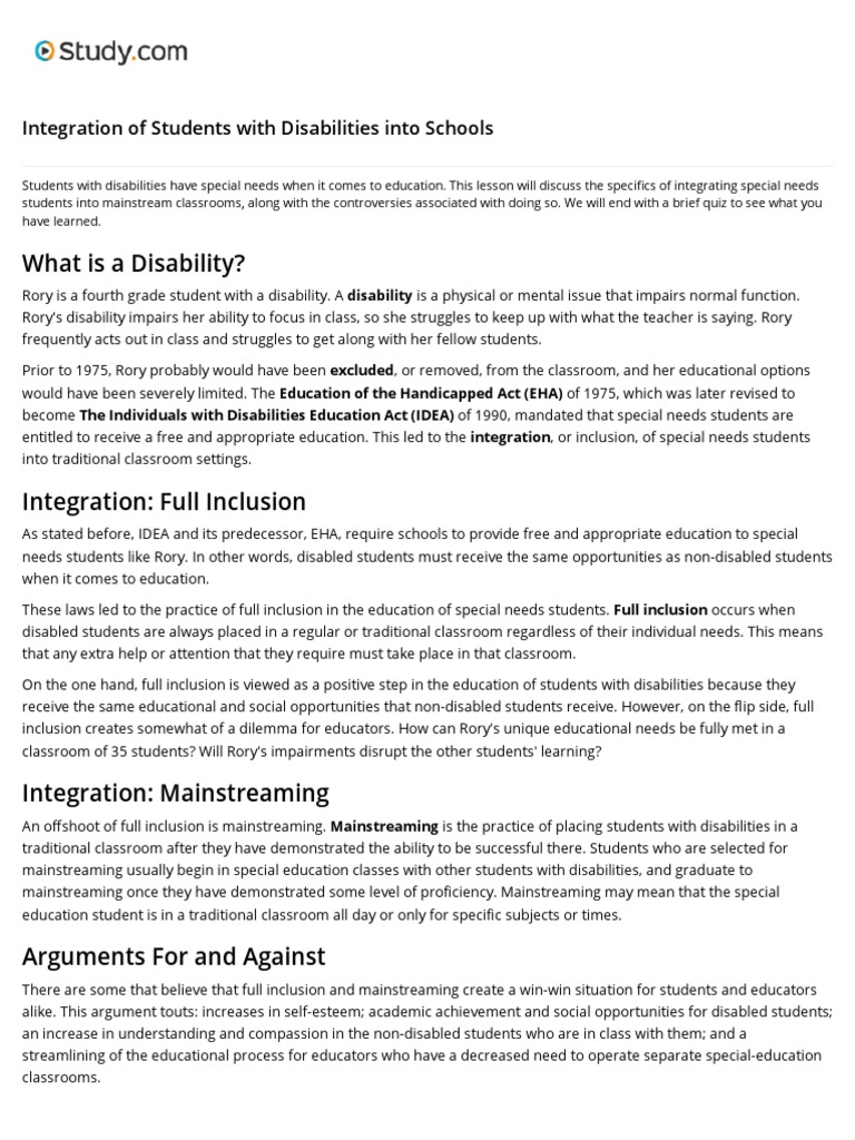 Special Education Integration Insights | PDF | Inclusion (Education ...