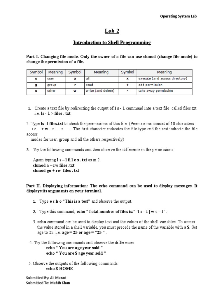 Introduction To Shell Programming: Operating System Lab | Download Free PDF | Command Line ...