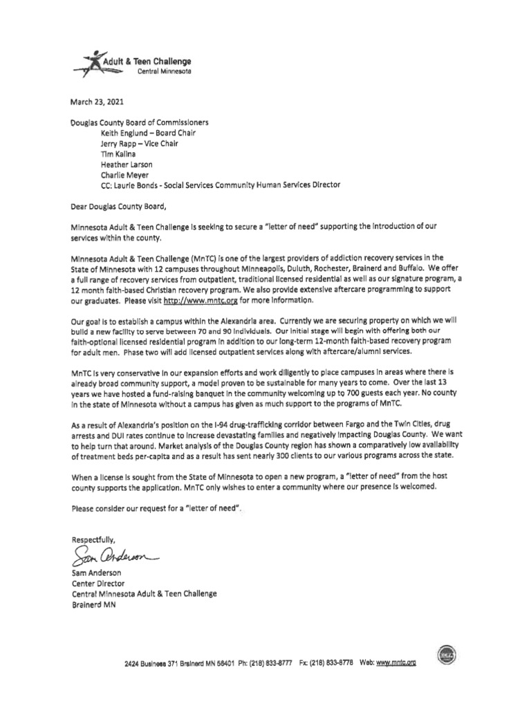 Letter To County Commissioners | PDF