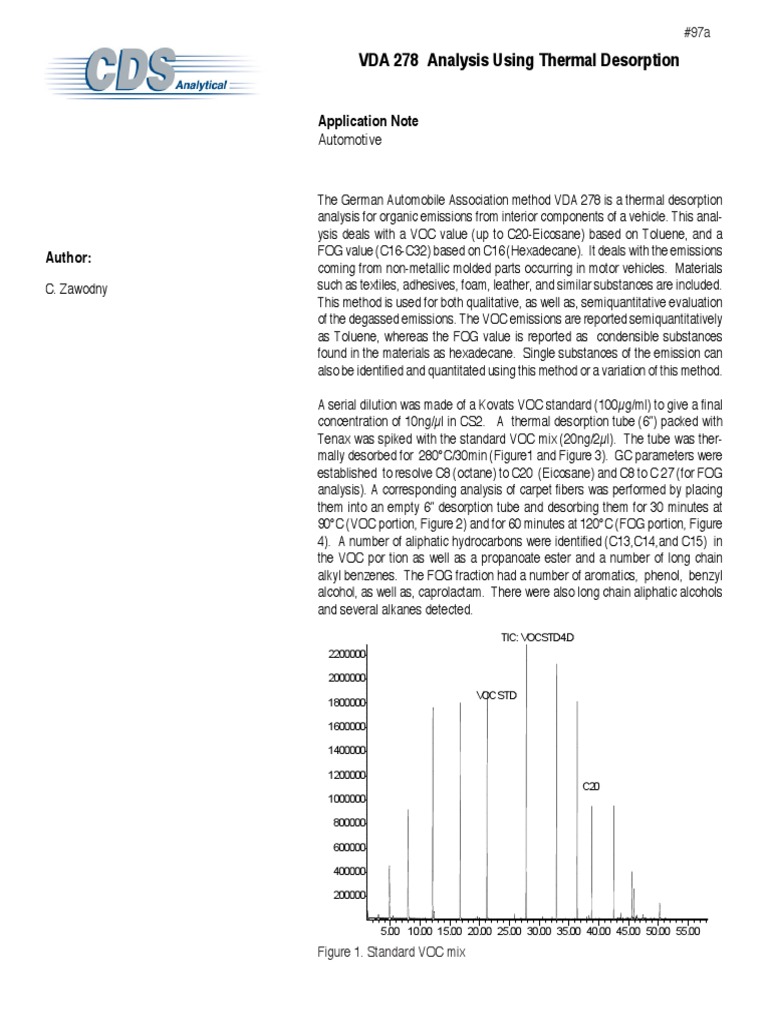 Vda 278 Analysis Using TD | PDF | Volatile Organic Compound | Organic ...