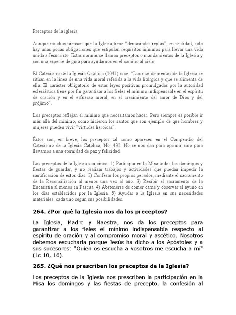 Preceptos de La Iglesia | PDF | Iglesia Católica | eucaristía
