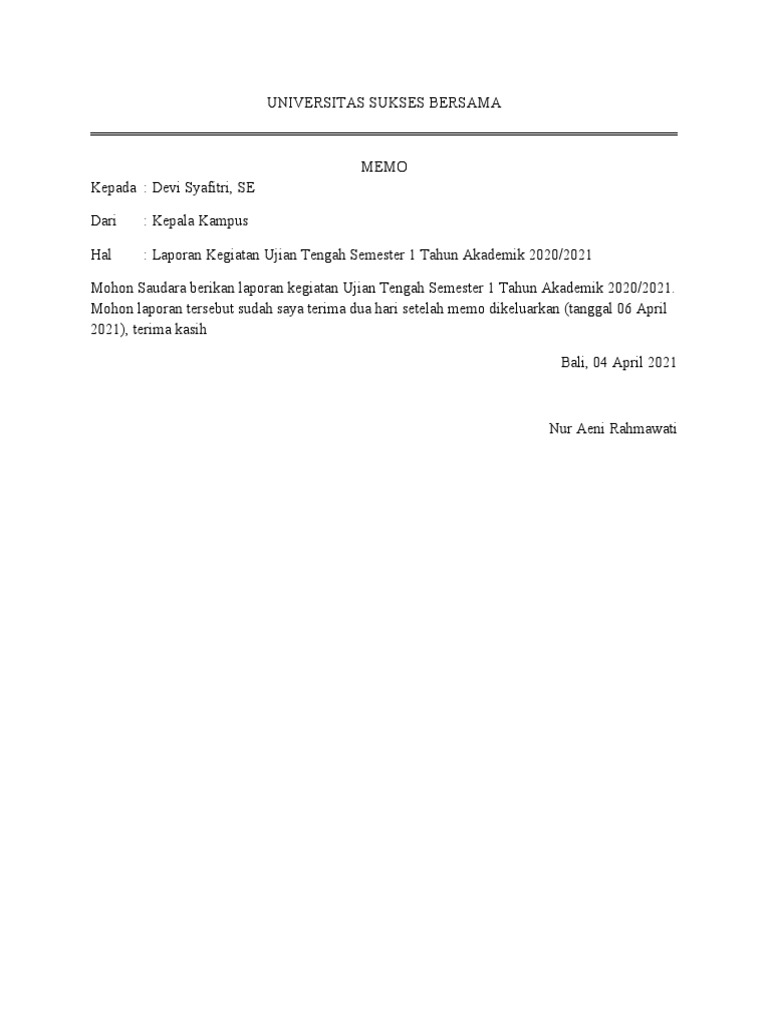 Tugas Surat Memo, Nota Dinas, Dan Undangan Dinas | PDF