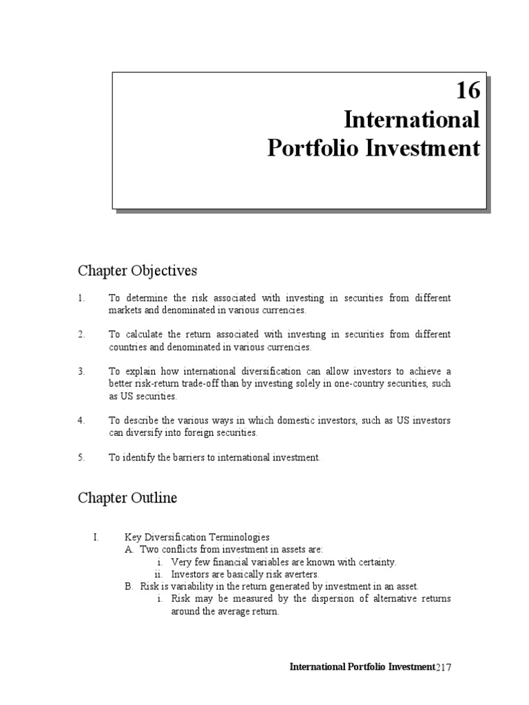 16 International Portfolio Investment: Chapter Objectives | PDF ...