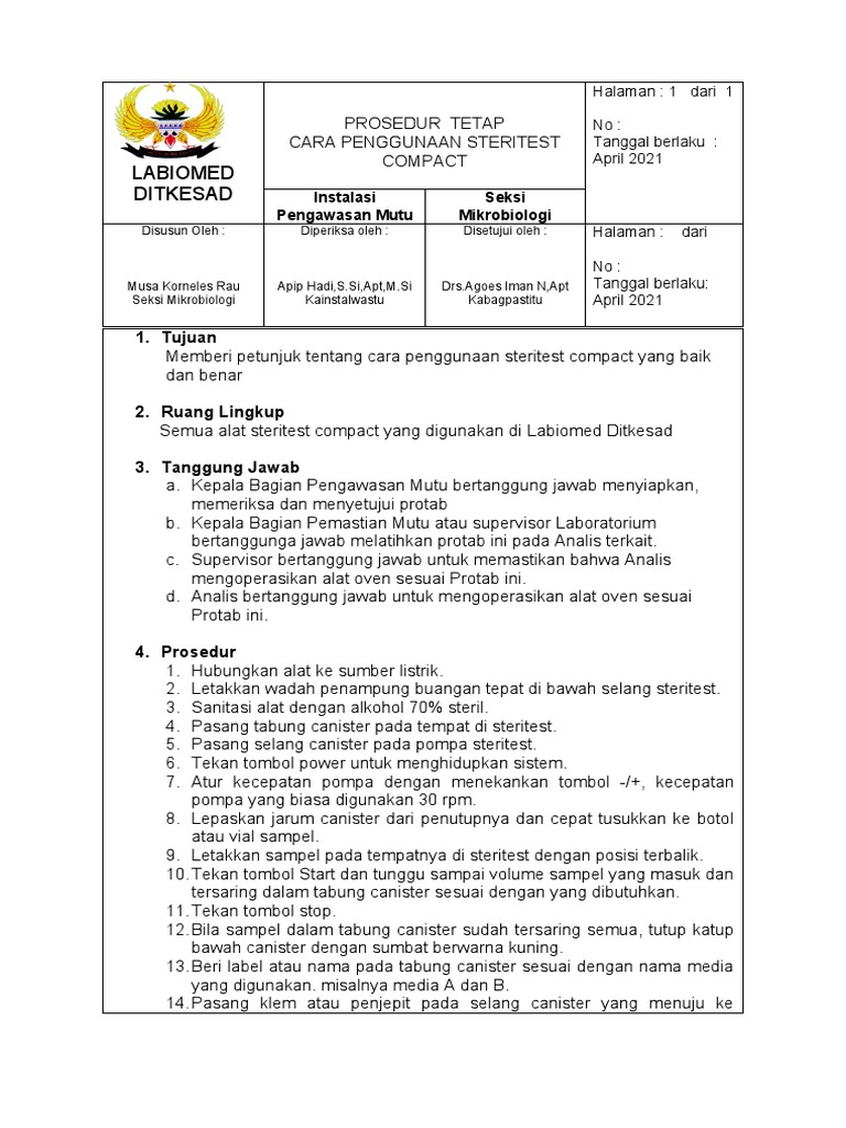 Panduan Penggunaan Steritest Compact | PDF