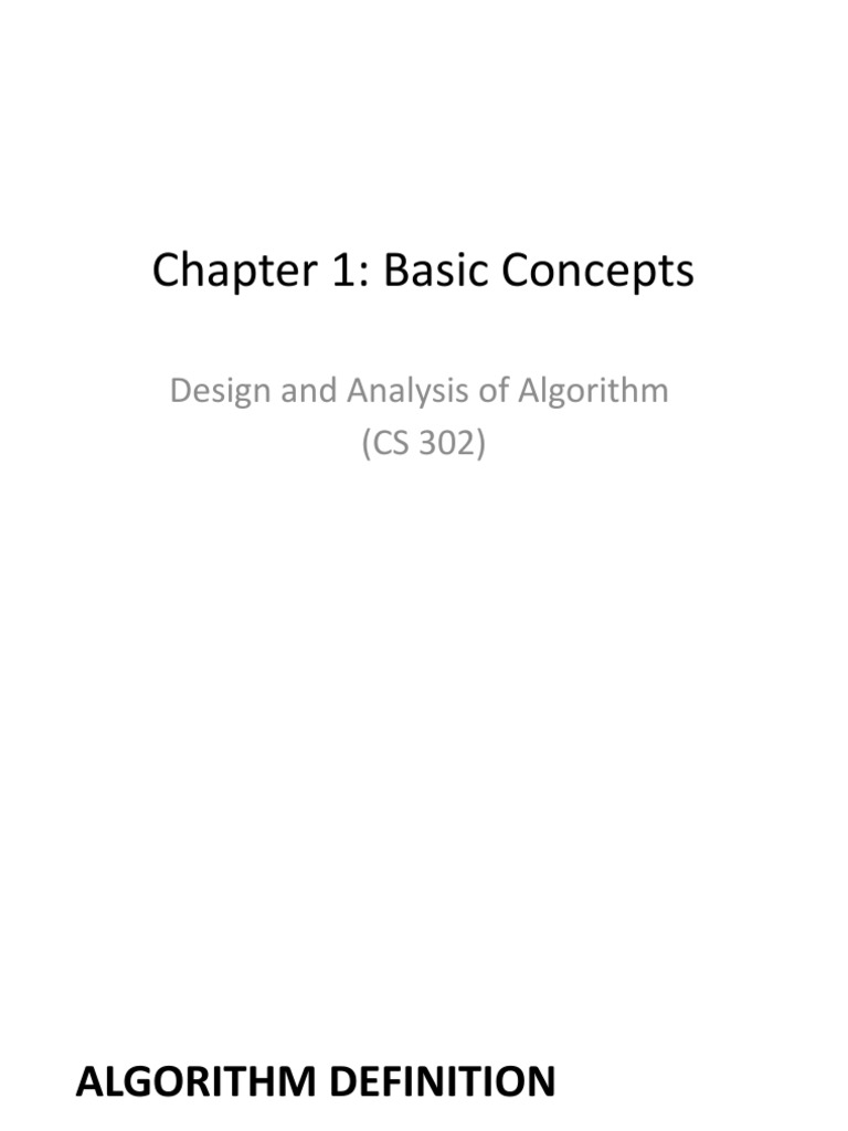 Chapter 1 Basic Concepts Design And Analysis Of Algorithm Cs 302 Pdf Algorithms
