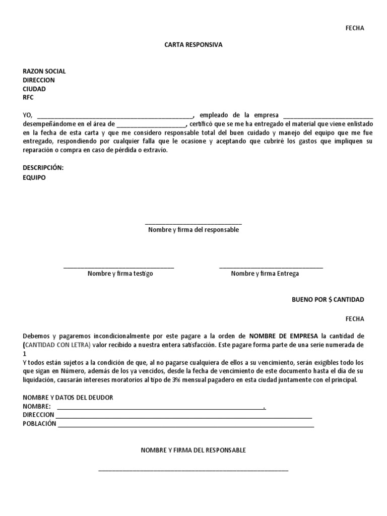 Pagare Carta Responsiva | PDF