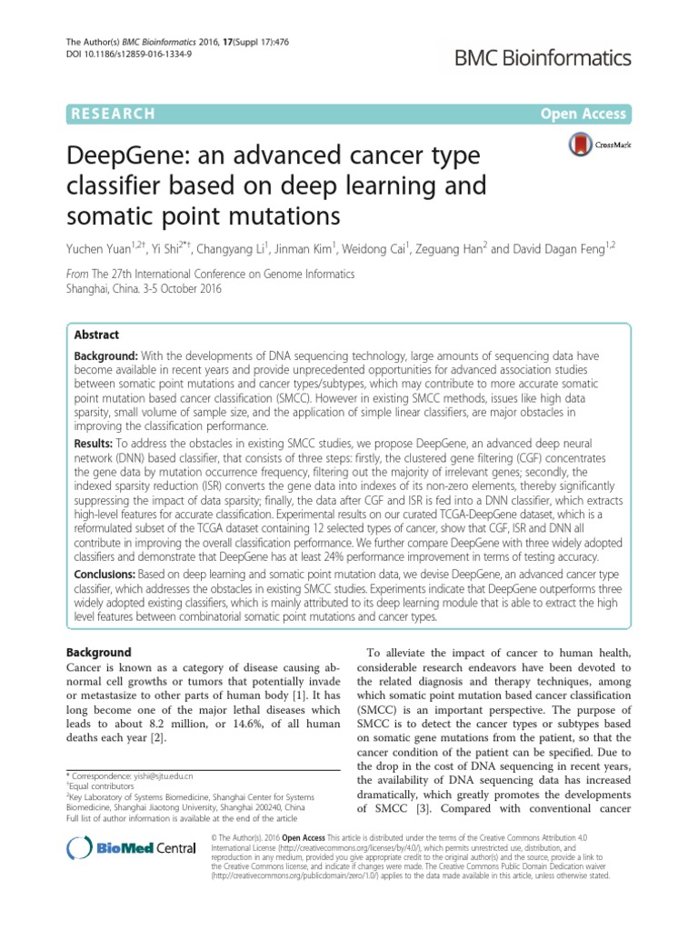 DeepGene - An Advanced Cancer Type Classifier Based On Deep Learning ...