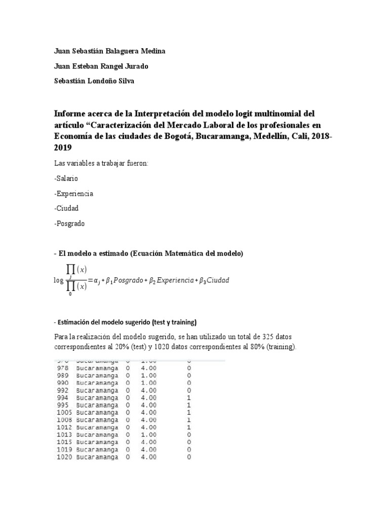 Interpretacion Modelo Multinomial | PDF | Enseñanza de matemática | Science