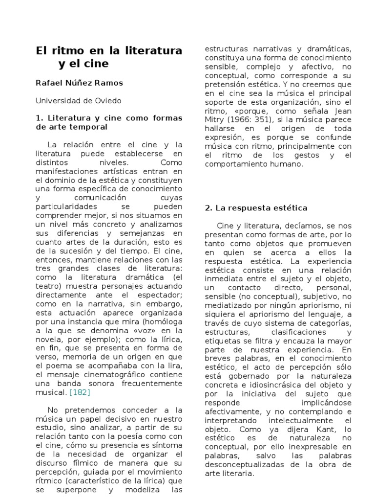 El Ritmo en La Literatura y El Cine | PDF | Ritmo | Narrativa