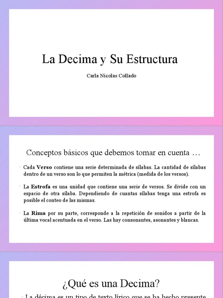 La Decima y Su Estructura TERMINADA | PDF | Metro (poesía) | Rima