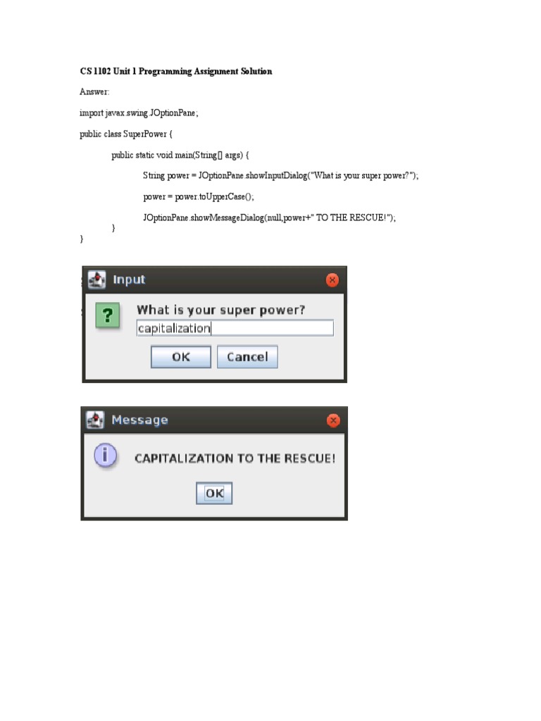 CS 1102 Unit 1 Programming Assignment Solution | PDF