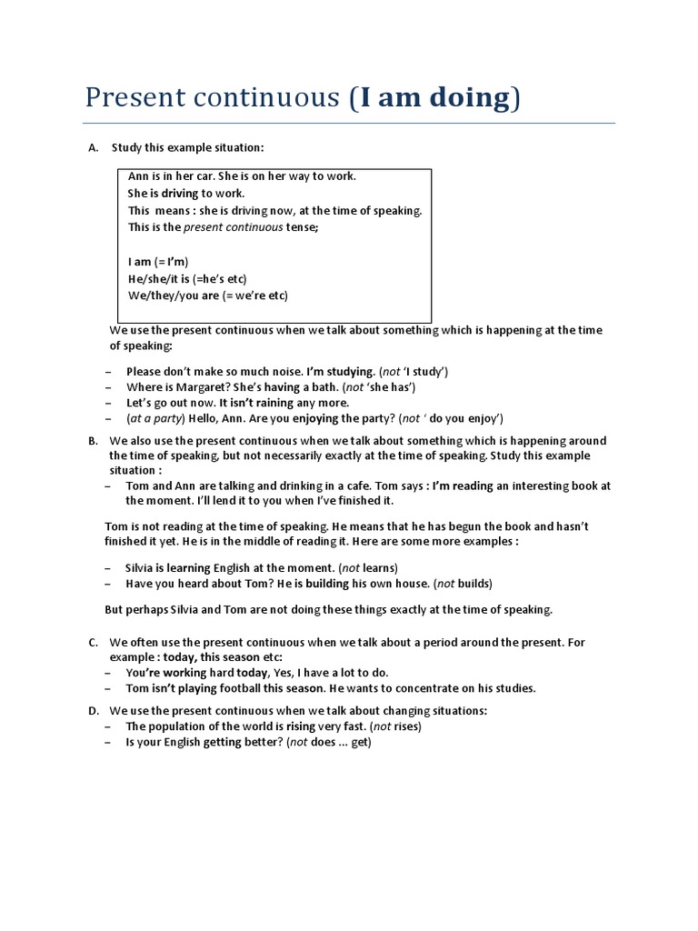 Unit 1present Continuous (I Am Doing) | PDF | Linguistics | Grammar