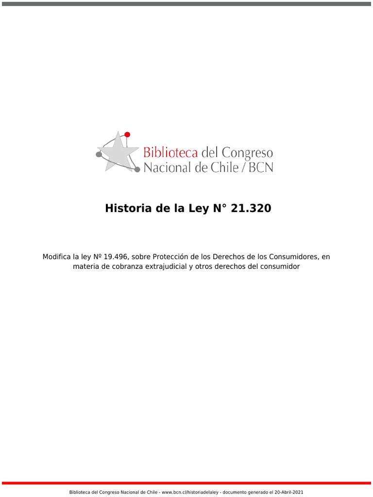 Historia de La Ley #21.320 Segundo Tramite | PDF | Protección al ...
