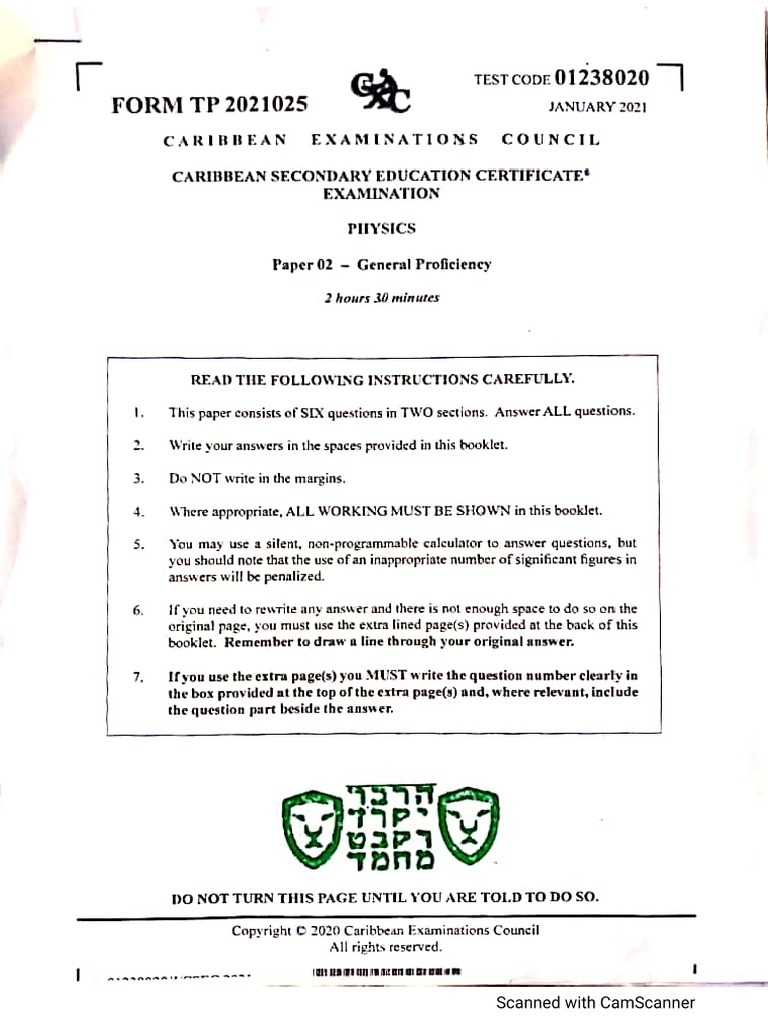 CSEC Physics January 2021 | PDF