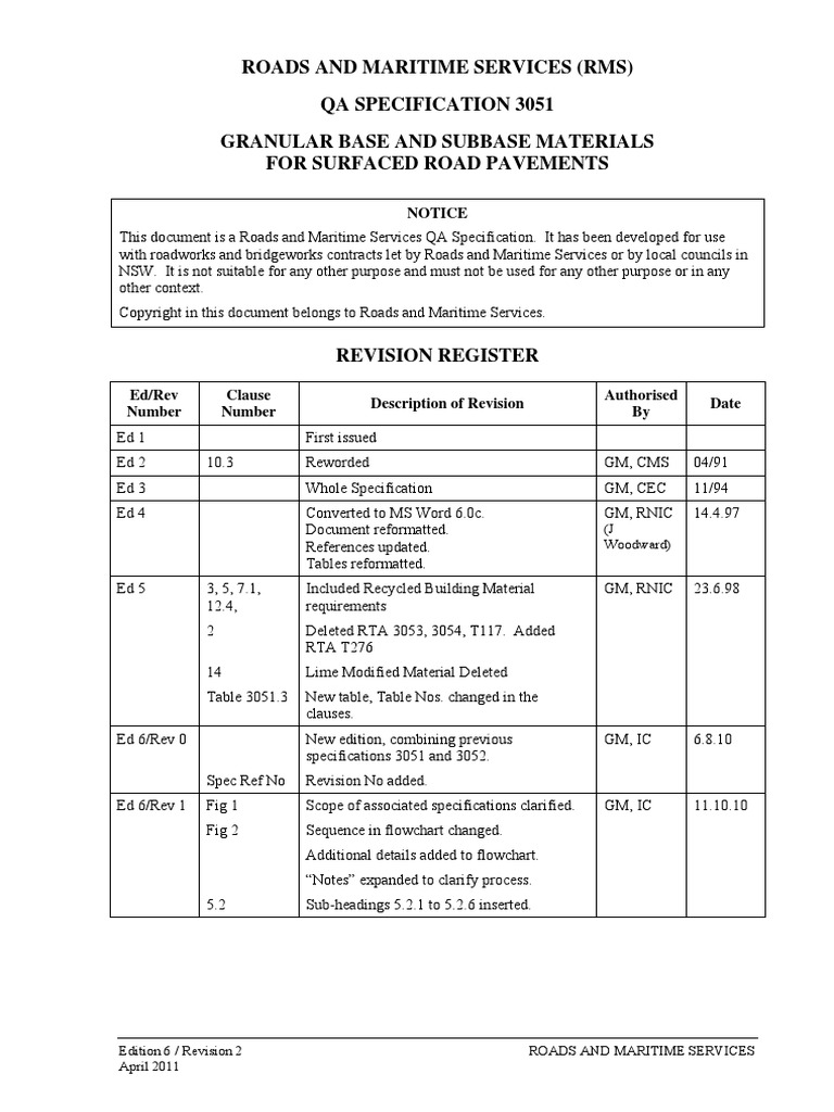 RMS Specs 3051 Ed6 | PDF | Road Surface | Fly Ash