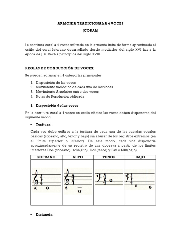 Conceptos Básicos de Armonia Tradicional A 4 Voces | PDF | Armonía ...