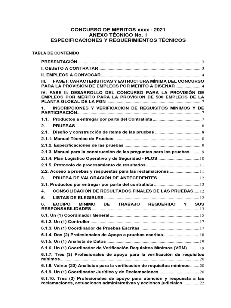 ANEXO TECNICO No 1 ESPECIFICACIONES Y REQUERIMIENTOS TÉCNICOS | PDF ... ANEXO TECNICO No 1 ESPECIFICACIONES Y REQUERIMIENTOS TÉCNICOS | PDF ...